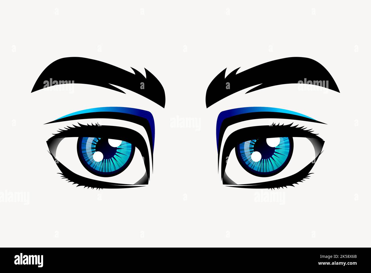 Blue eyes sticker, cartoon character illustration vector Stock Vector ...