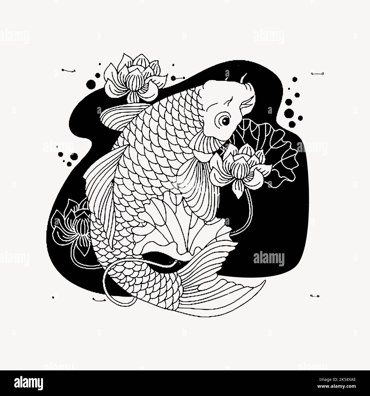 Japanese fish sticker, animal illustration vector Stock Vector Image ...