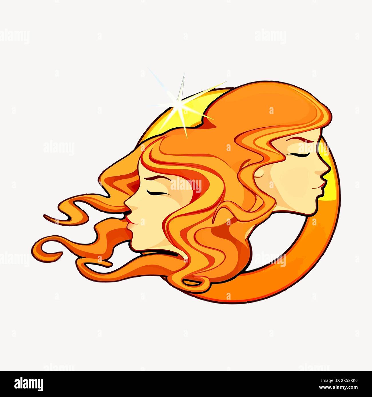 Gemini symbol sticker, astrology sign illustration vector Stock Vector ...