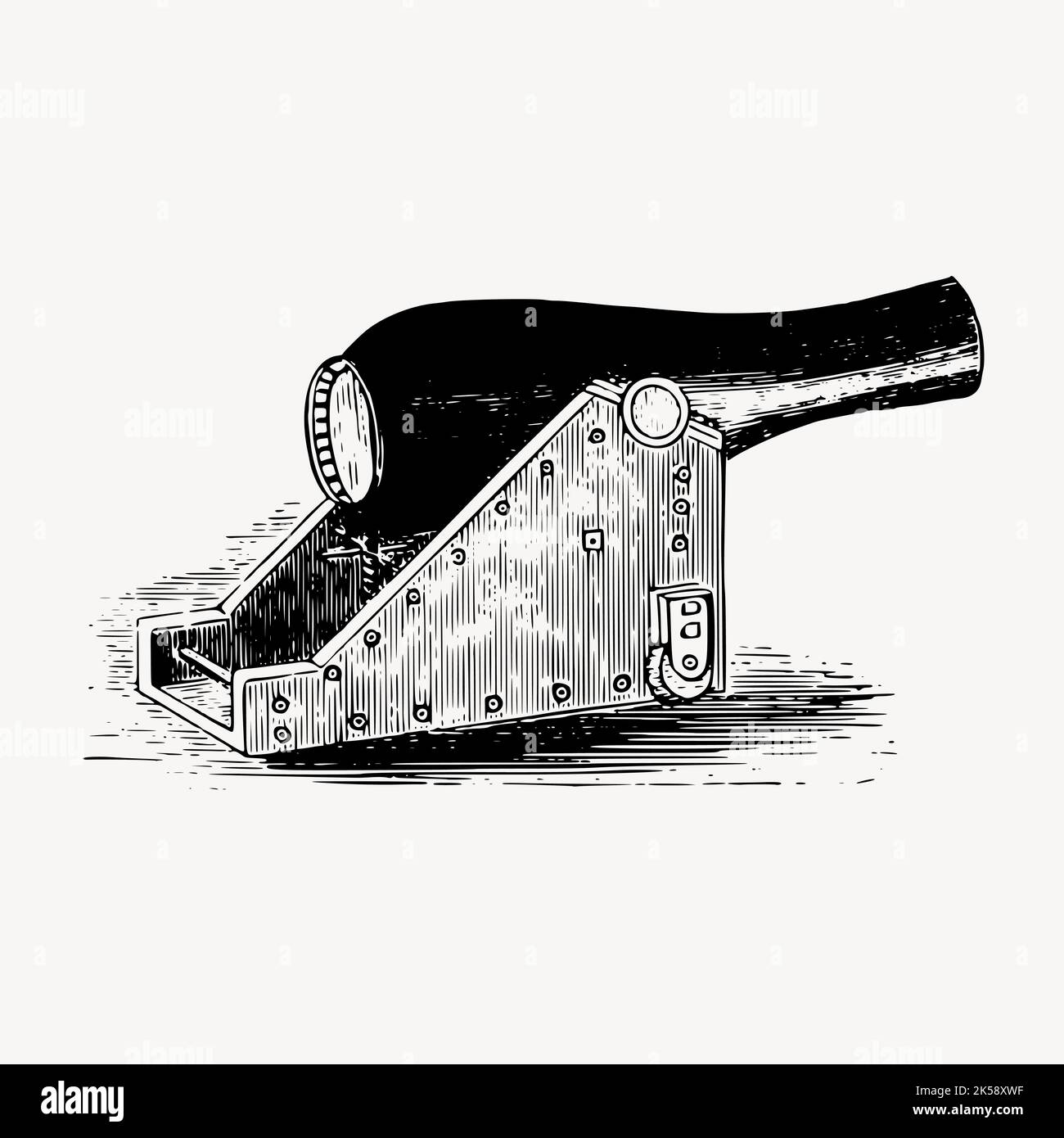 Rodman gun clipart, vintage military weapon illustration vector Stock ...