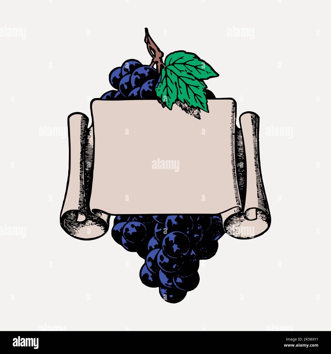 Grapes frame clipart, vintage paper illustration vector Stock Vector ...