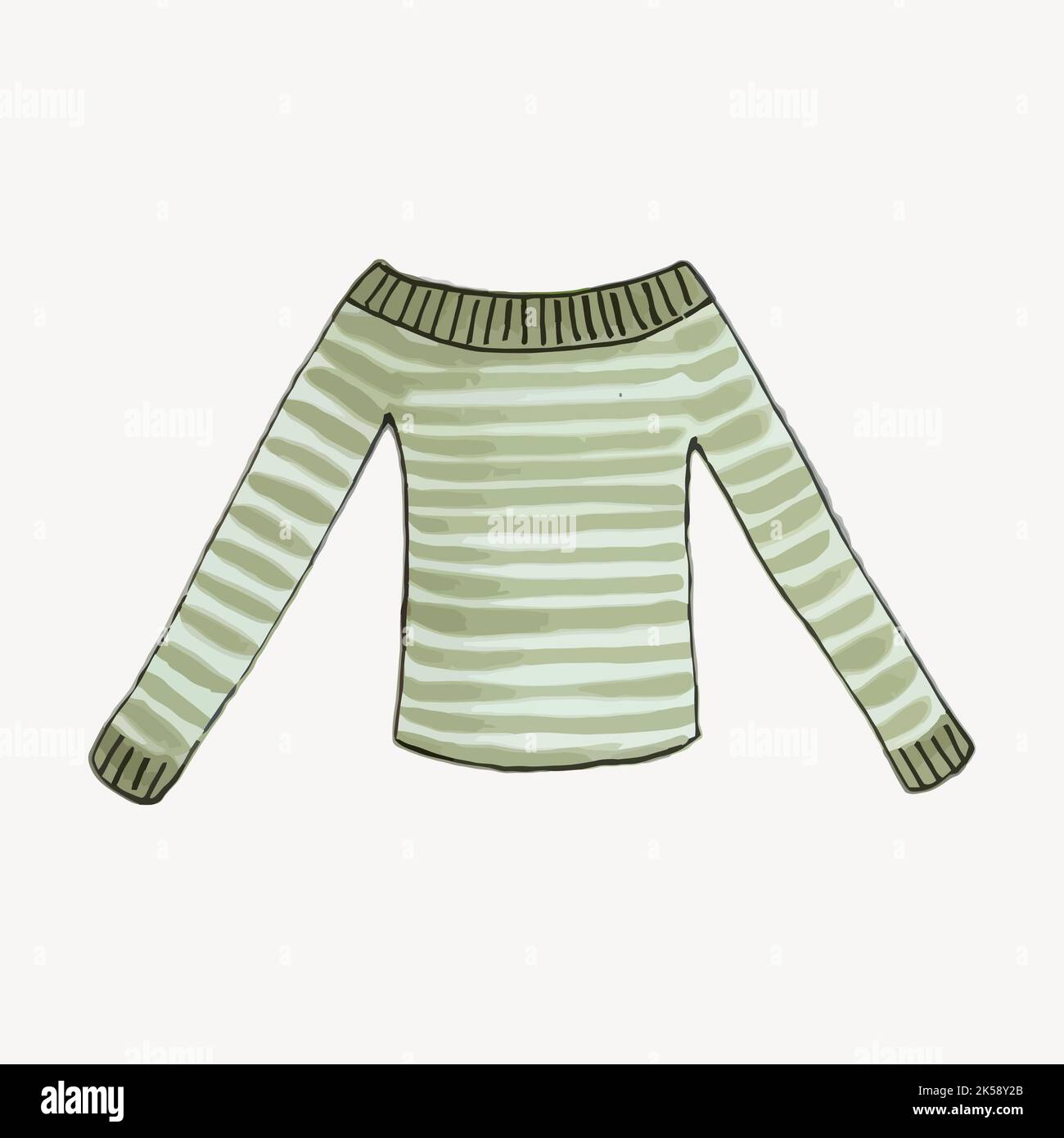 Green sweater sticker, fashion, watercolor illustration vector Stock ...