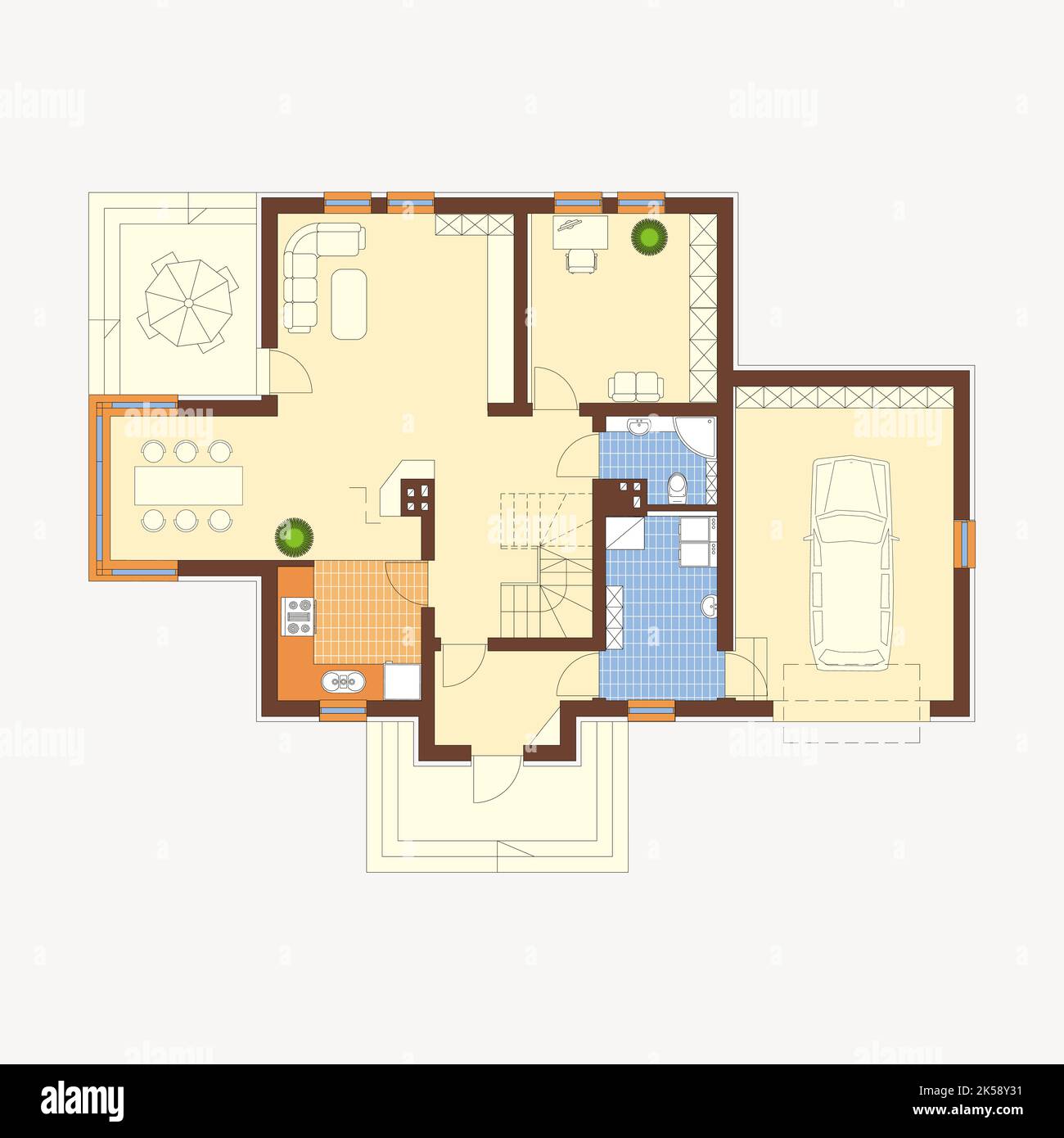 House plan collage element, architecture illustration vector Stock ...