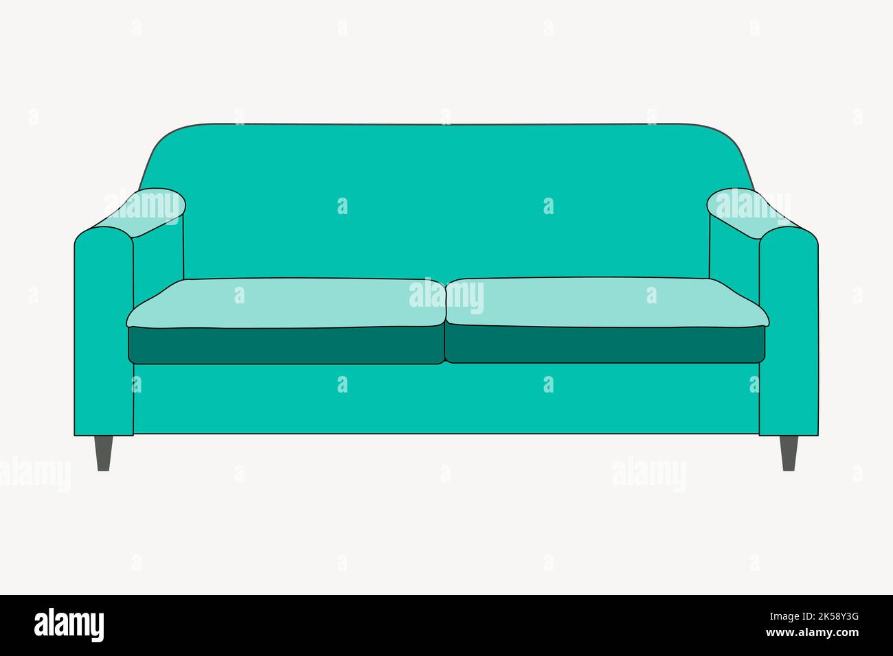 Mint green sofa sticker, furniture illustration vector Stock Vector ...