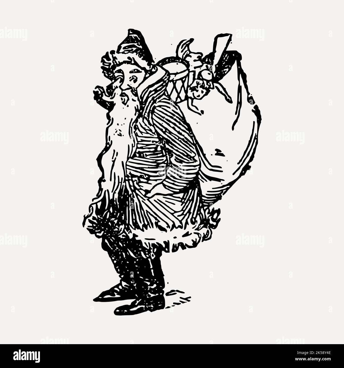 Santa Claus clipart, vintage Christmas illustration vector Stock Vector ...