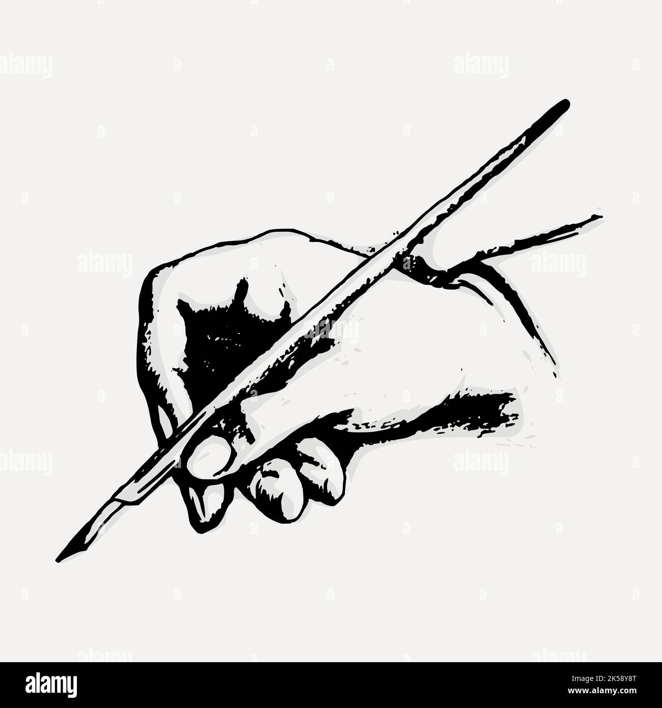 Hand holding quill clipart, vintage illustration vector Stock Vector ...