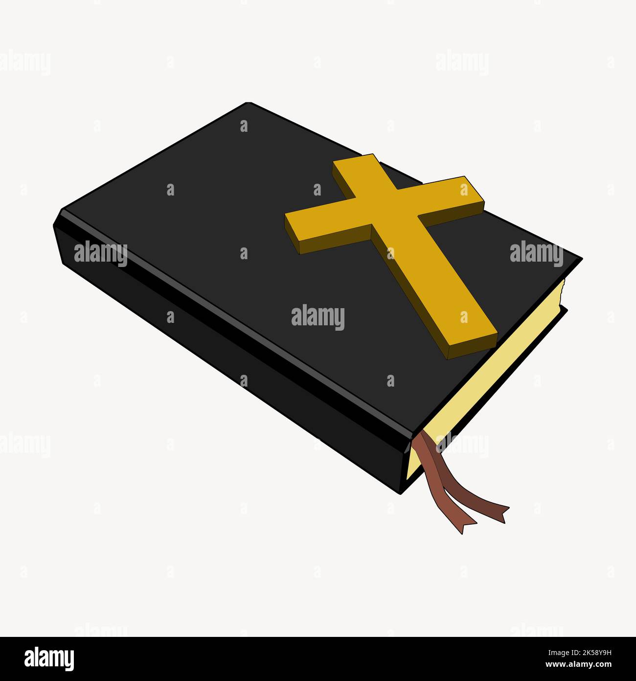 Bible and cross sticker, religious illustration vector Stock Vector ...