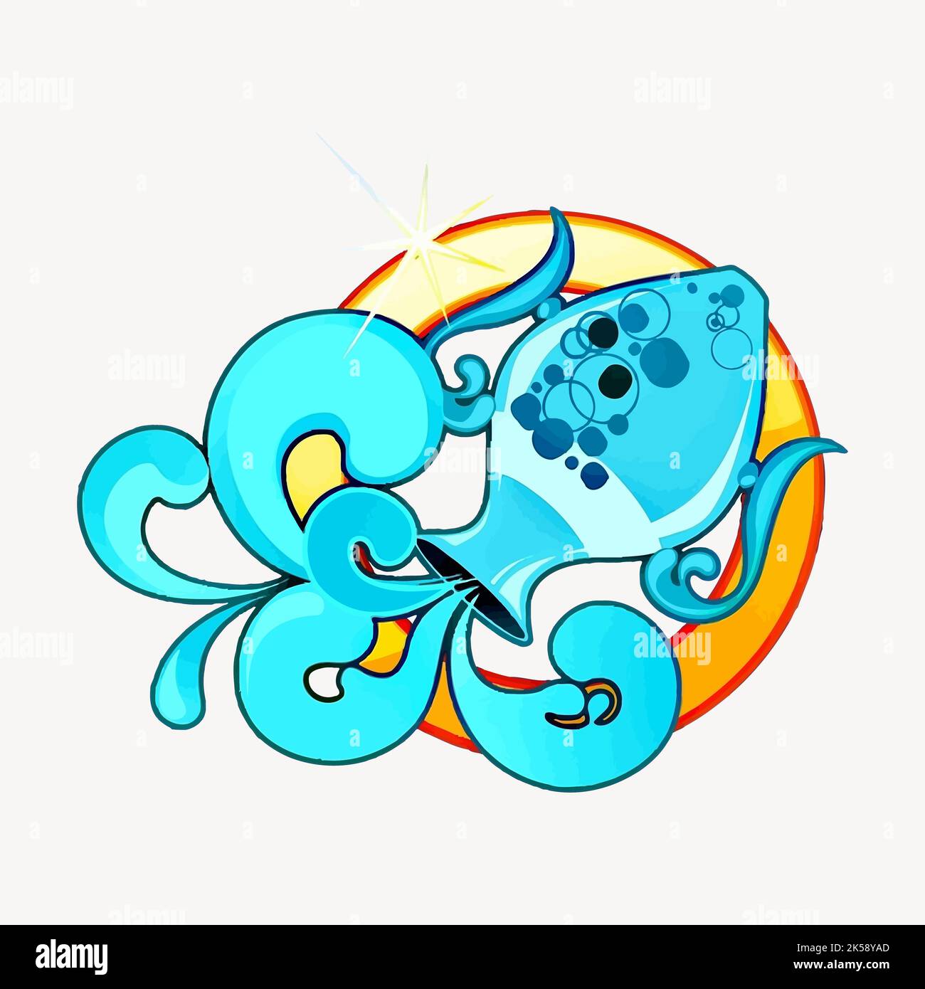 Aquarius symbol sticker, astrology sign illustration vector Stock ...