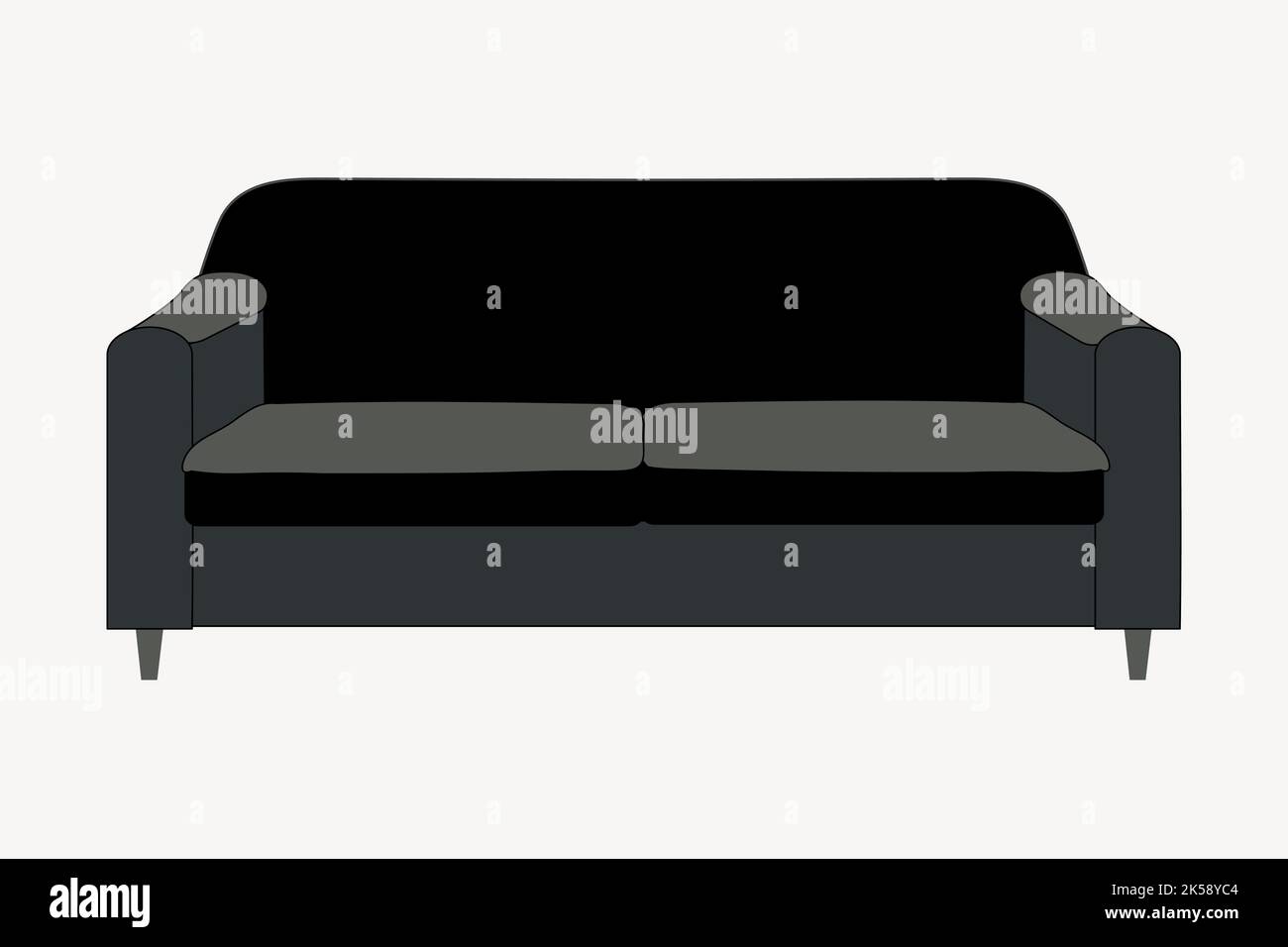 Black sofa sticker, furniture illustration vector Stock Vector Image ...