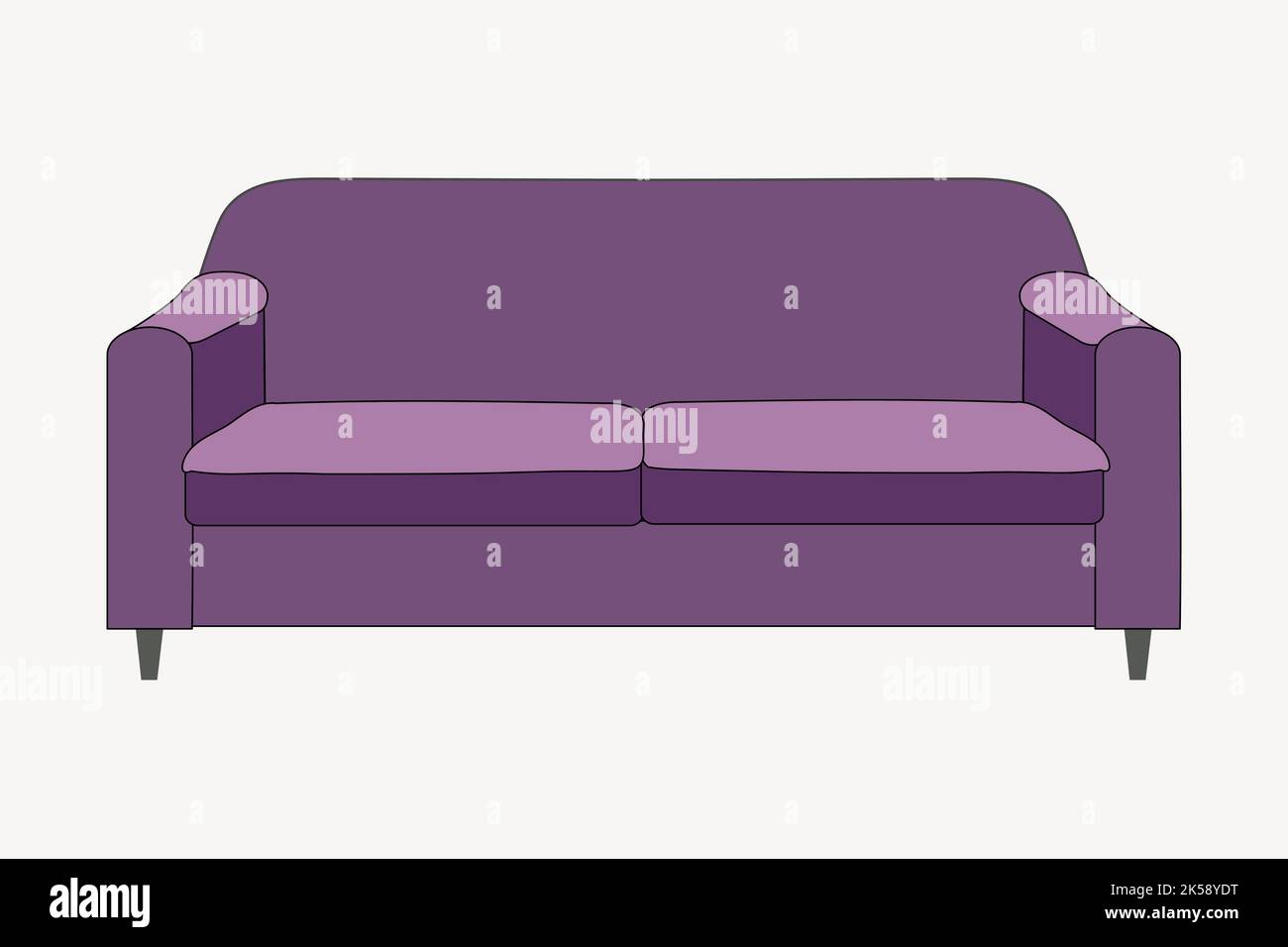 Purple couch sticker, furniture illustration vector Stock Vector Image ...