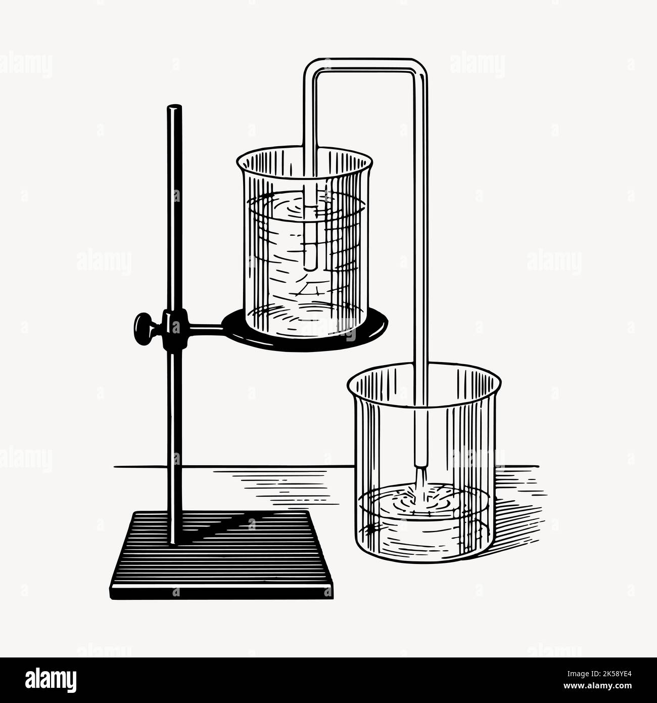 Siphon clipart, vintage science experiment illustration vector Stock ...