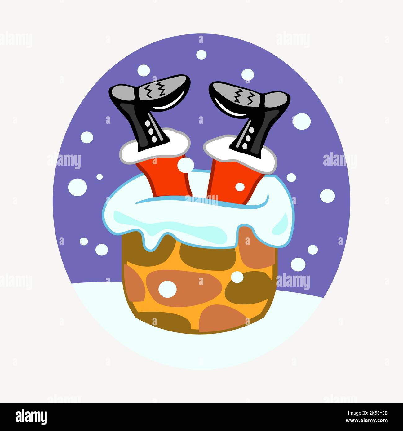 Santa stuck in chimney, Christmas illustration vector Stock Vector ...
