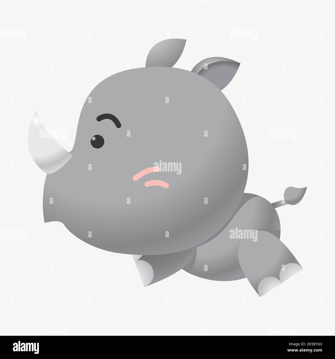 Baby rhino sticker, cartoon animal illustration vector Stock Vector ...