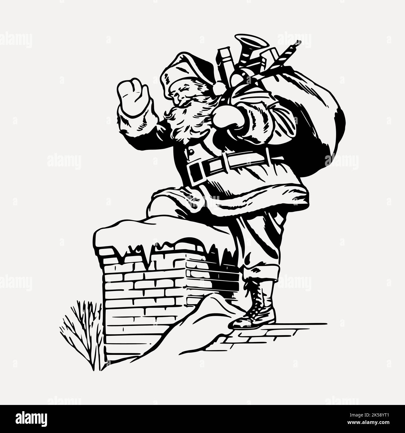 Santa Claus clipart, vintage Christmas illustration vector Stock Vector ...
