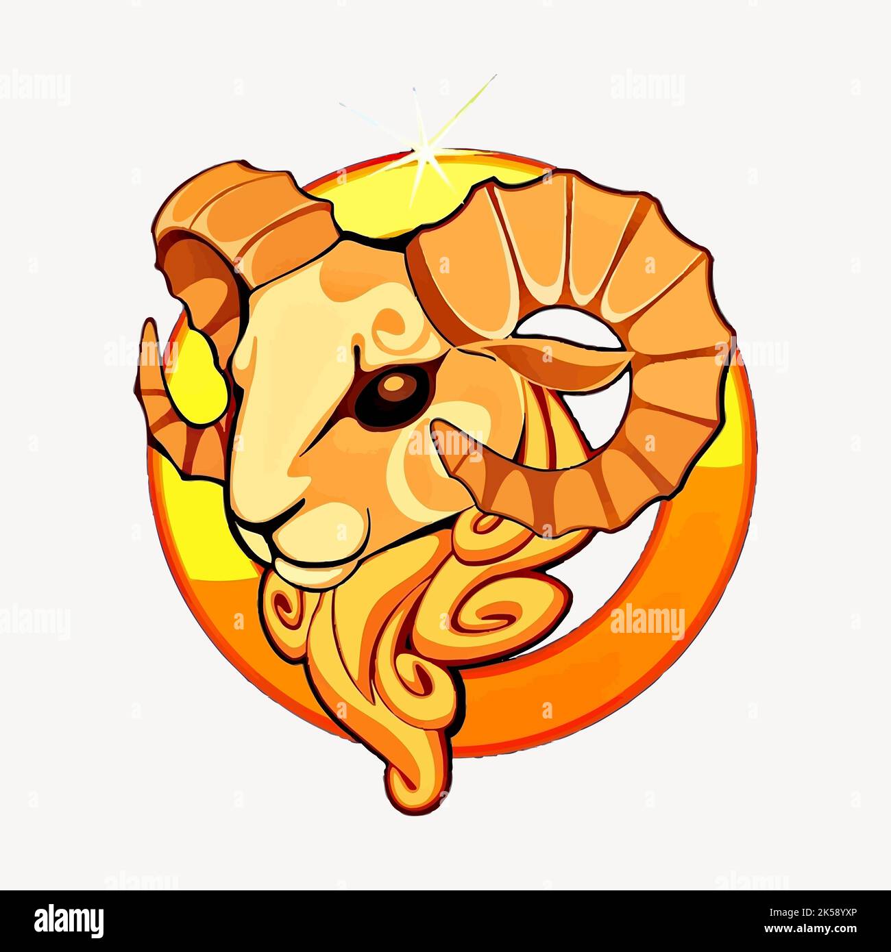 Aries symbol sticker, astrology sign illustration vector Stock Vector ...