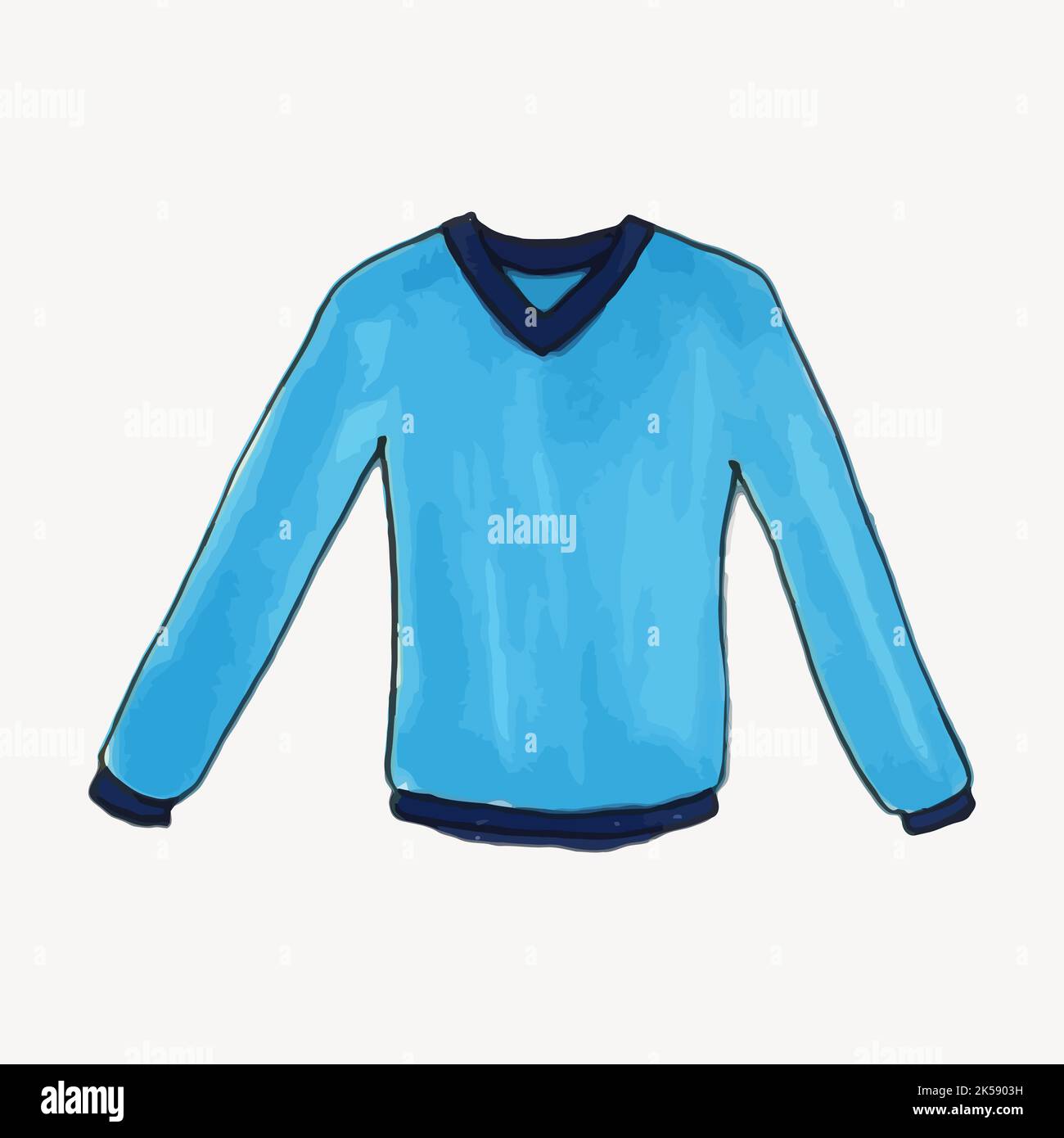 Blue long sleeve shirt sticker, fashion, watercolor illustration vector ...