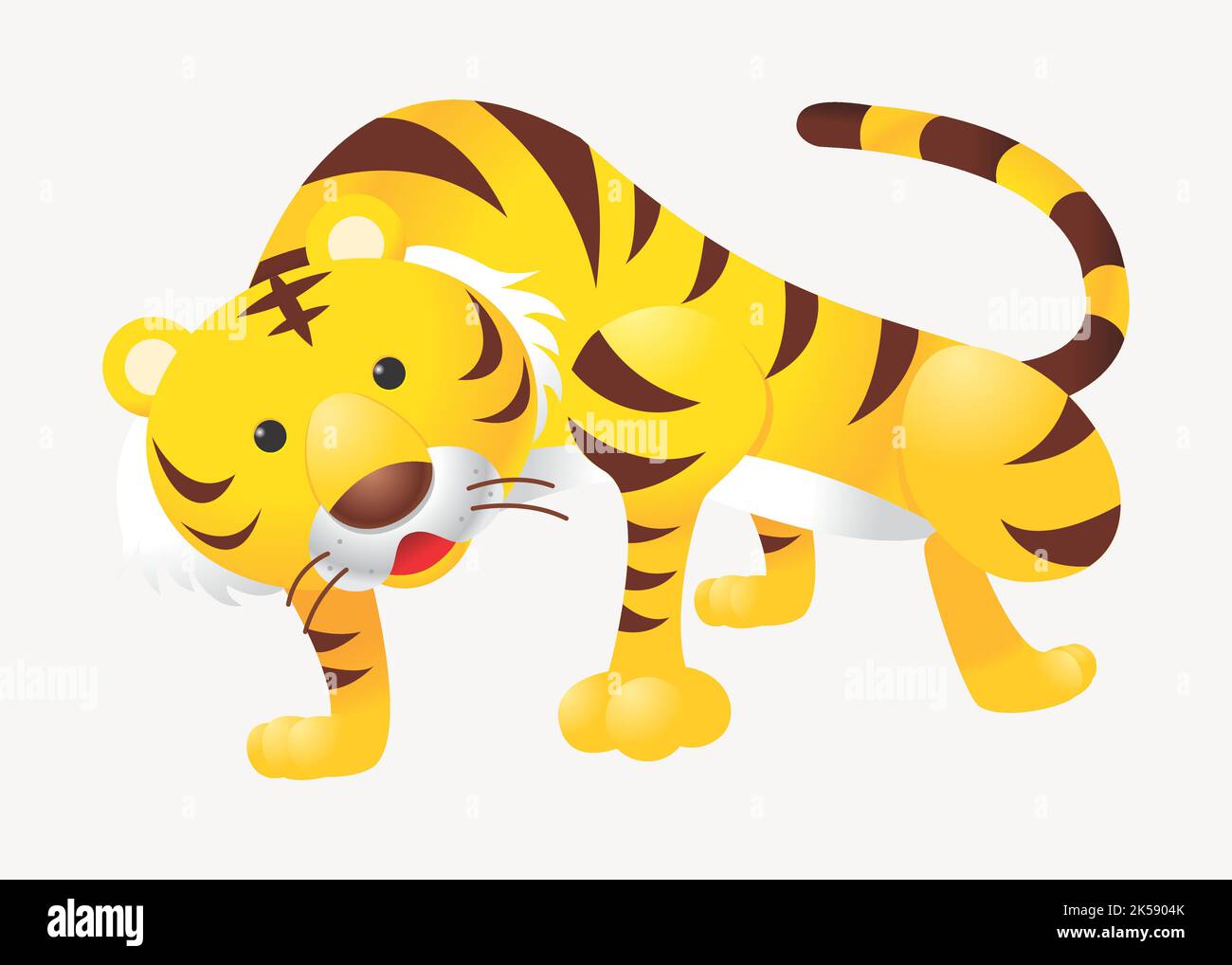 Cute tiger sticker, cartoon animal illustration vector Stock Vector ...