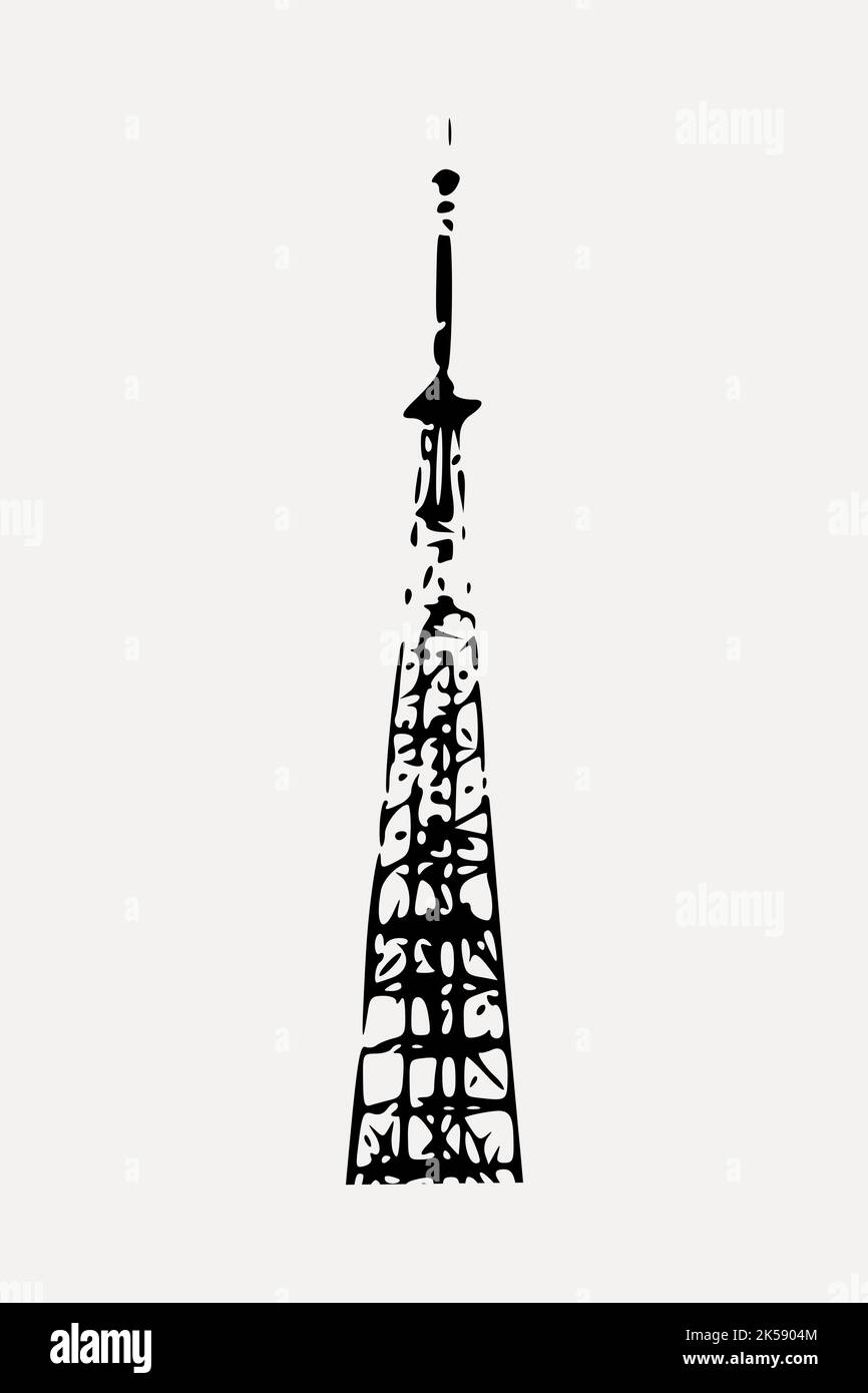 Communication tower drawing, satellite illustration vector Stock Vector ...