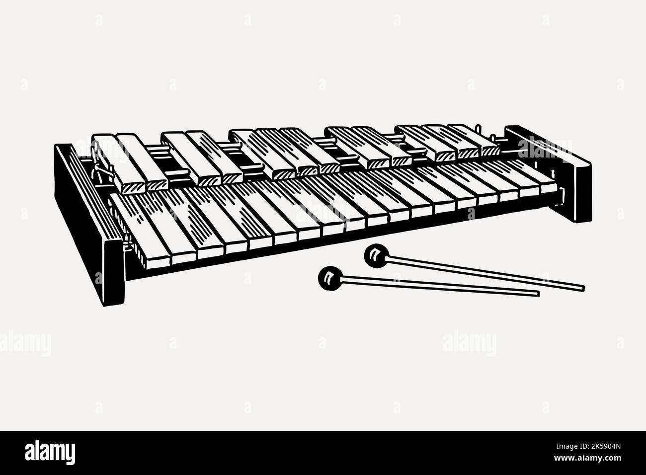 Xylophone clipart, vintage musical instrument illustration vector Stock ...