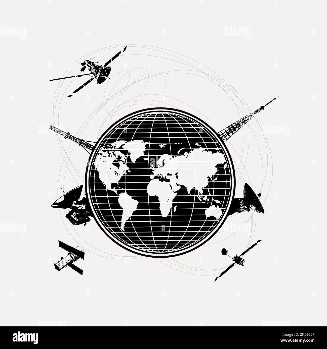 Space satellite drawing, technology illustration vector Stock Vector ...