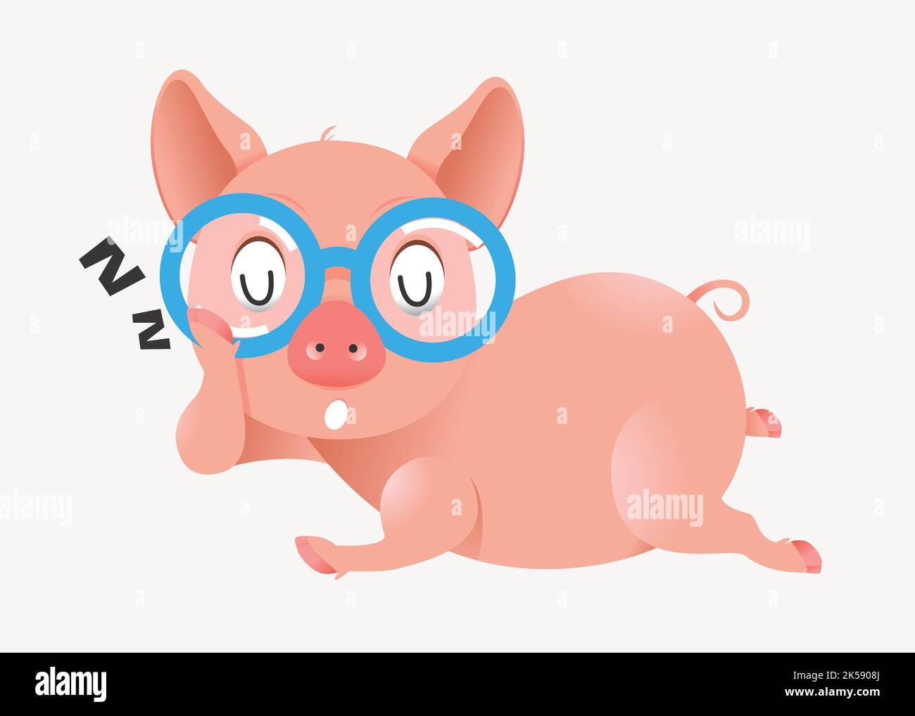 Sleeping pig sticker, cartoon animal illustration vector Stock Vector ...