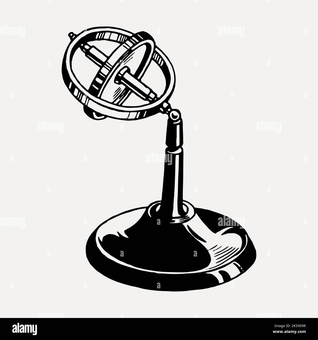 Gyroscope clipart, vintage science equipment illustration vector Stock ...