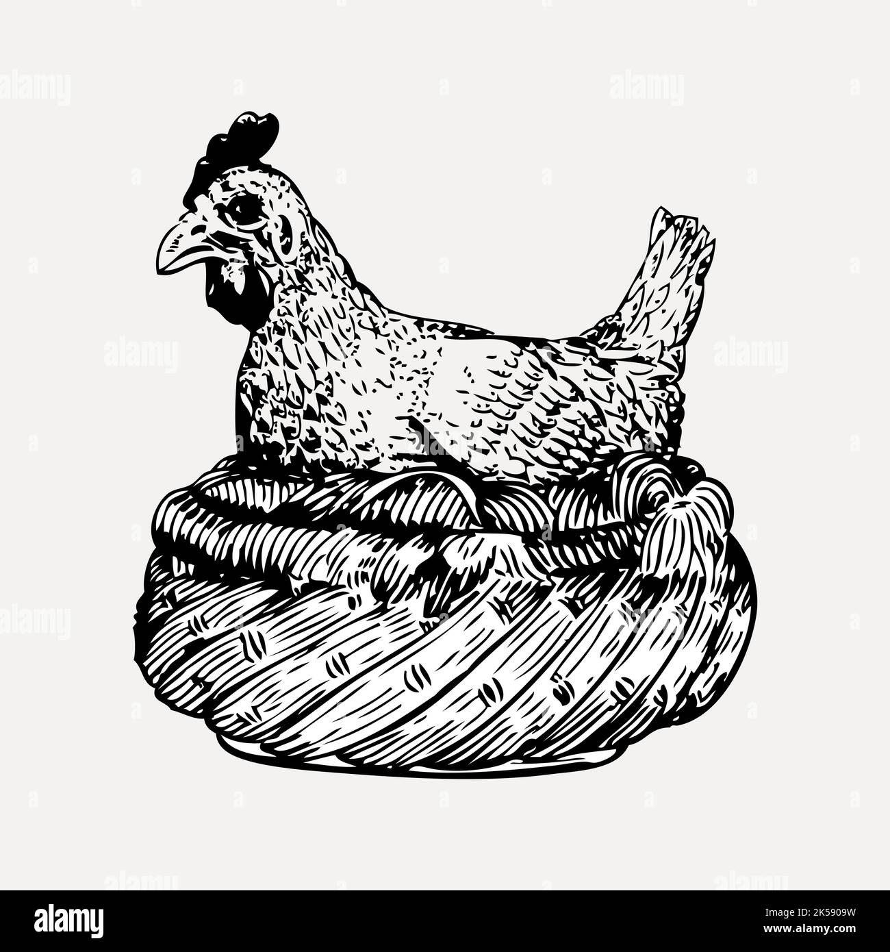 Chicken clipart, vintage animal illustration vector Stock Vector Image ...