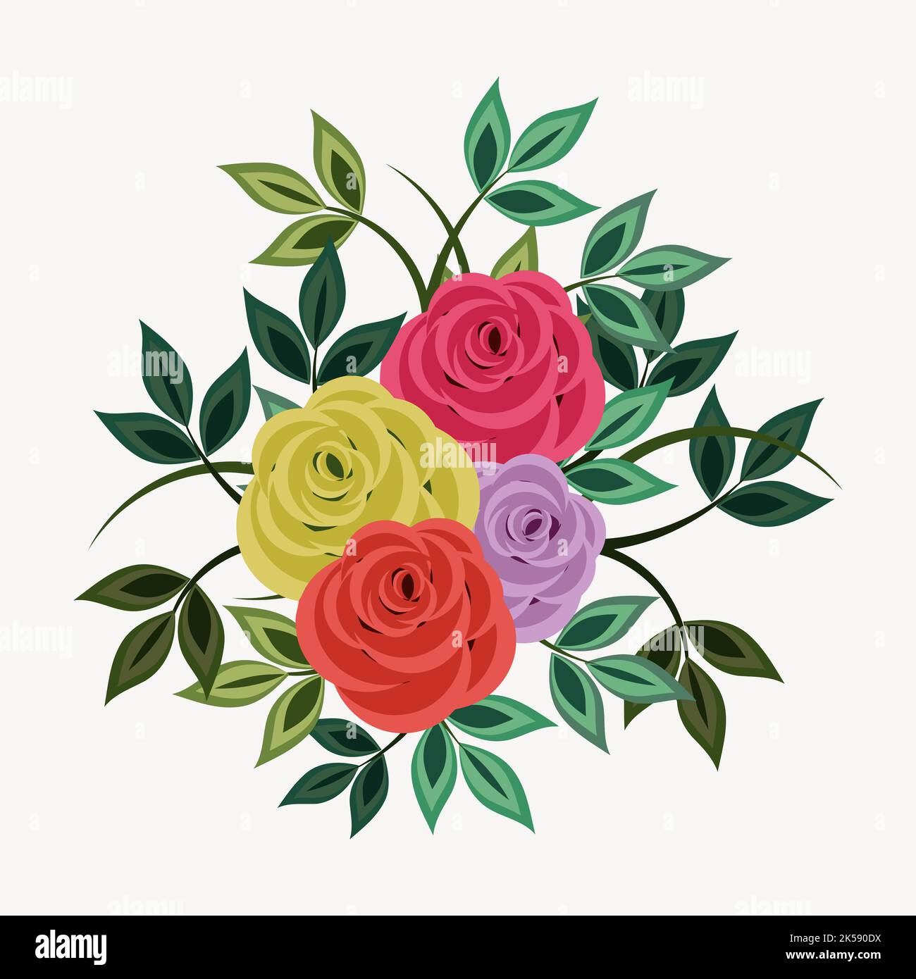 Colorful roses clipart, botanical illustration vector Stock Vector Image & Art - Alamy