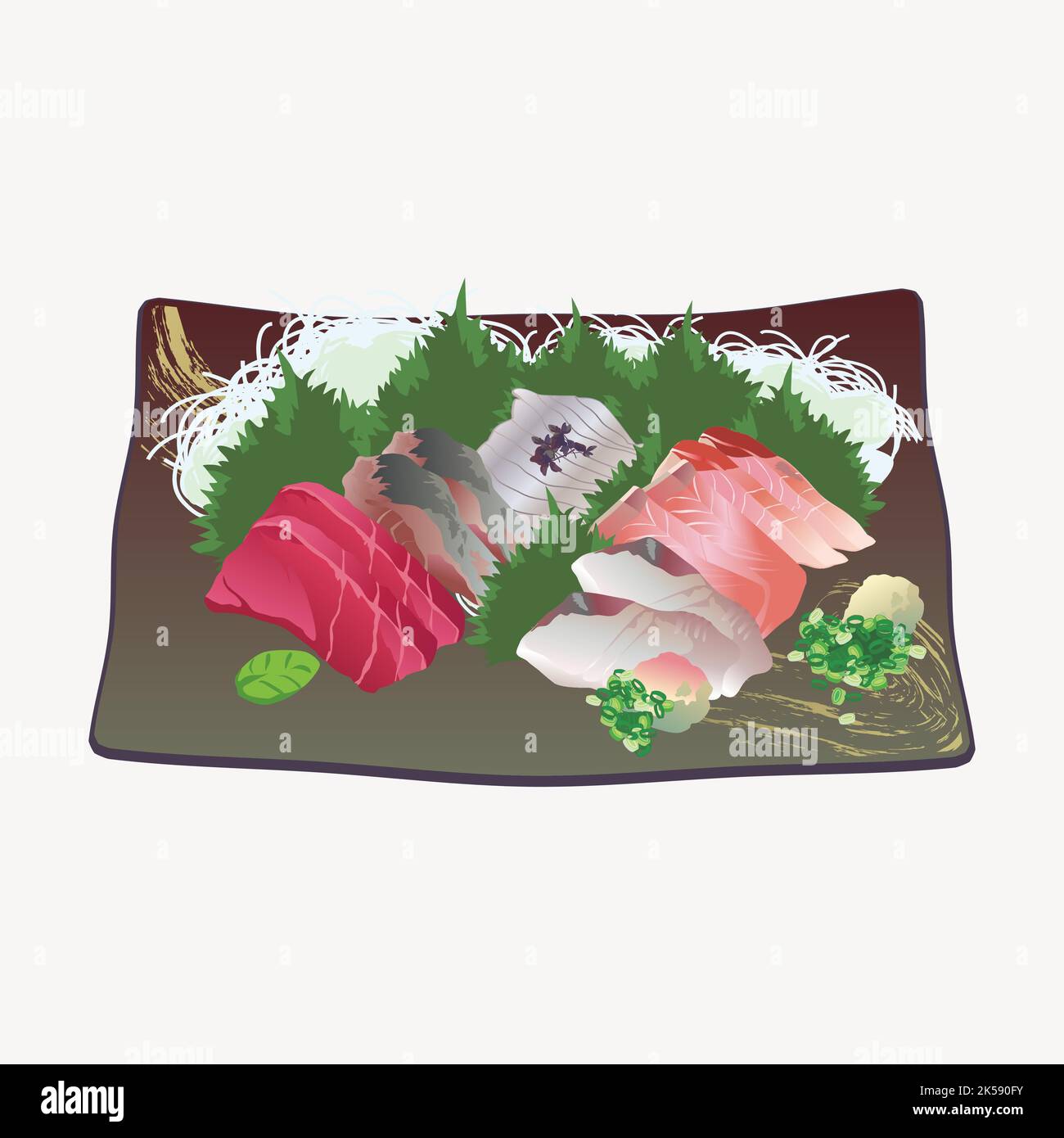 Sashimi platter clipart, Japanese food illustration vector Stock Vector ...