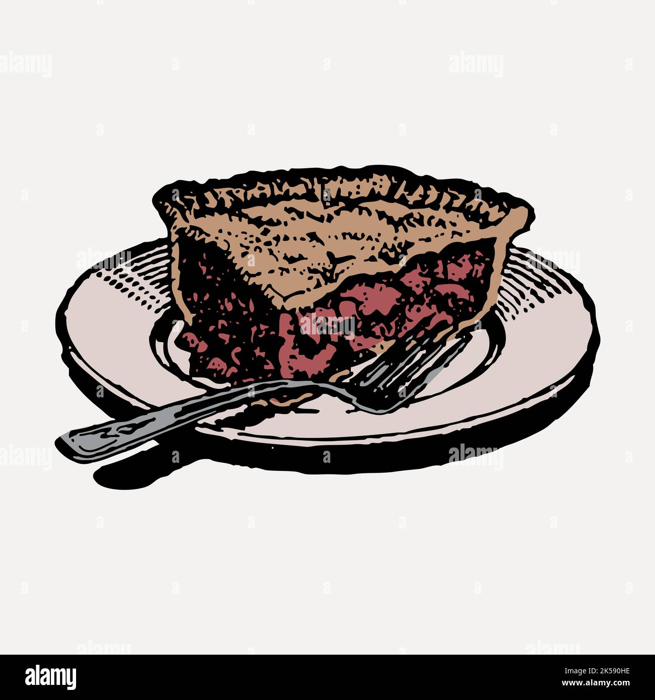 Apple pie slice clipart, vintage dessert illustration vector Stock ...