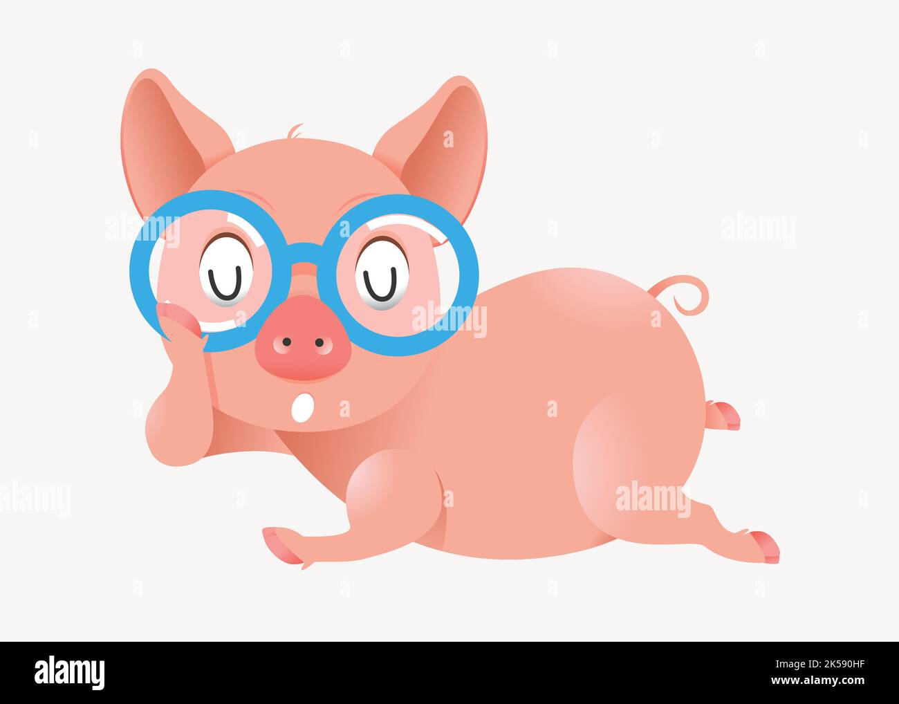 Pig wearing glasses sticker, cartoon animal illustration vector Stock ...