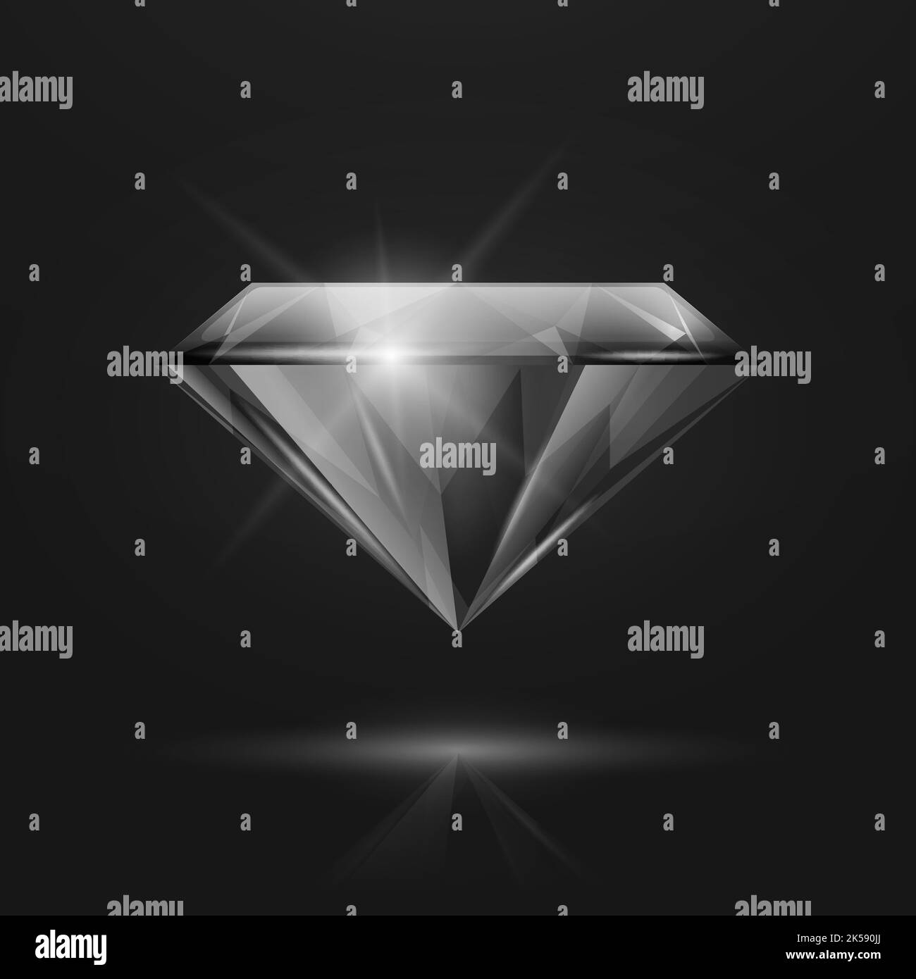 Vector 3d Realistic Black Transparent Triangle Glowing Gemstone ...