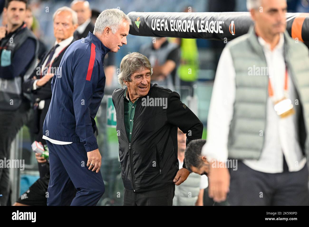 Rome, Italy, 6 October 2022, Roma Trainer Jose Mourinho and Manuel ...