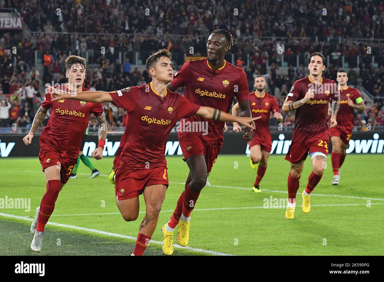 Rome, Italy, 6 October 2022, Paulo Dybala of AS Roma jubilates after ...