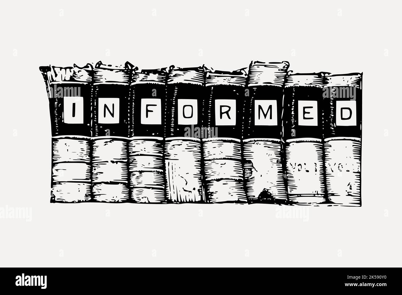 Informed typography drawing, books illustration vector Stock Vector ...