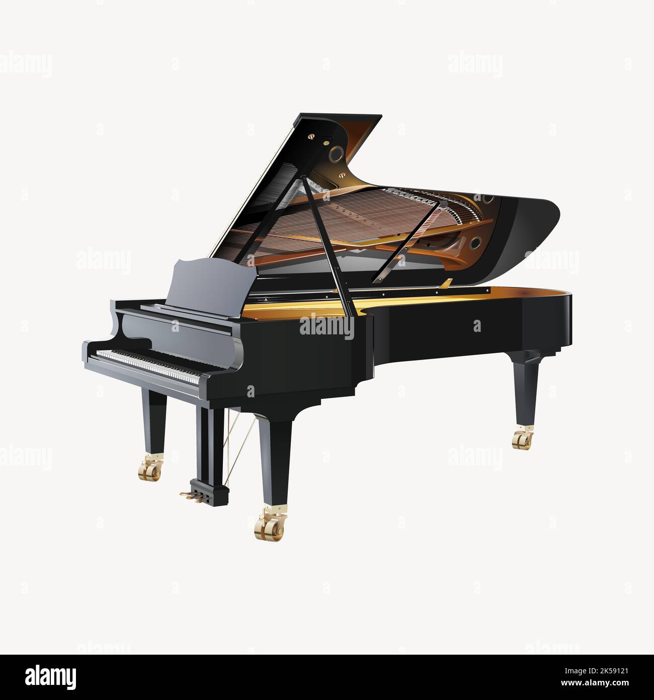 Grand piano sticker, musical instrument illustration vector Stock ...