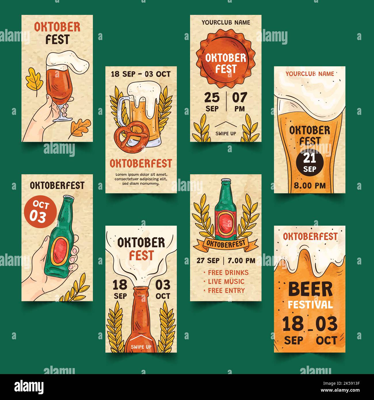 watercolor oktoberfest banner collection vector design illustration ...