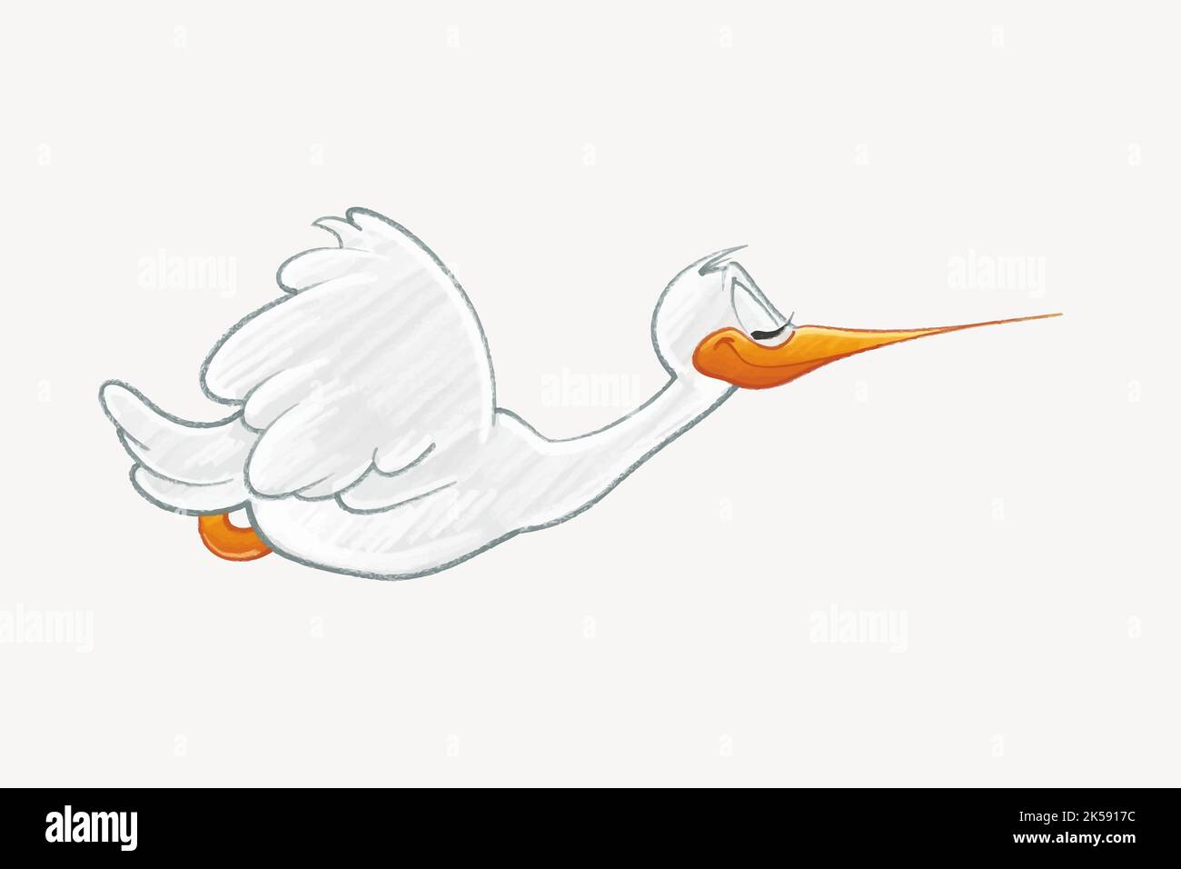 Flying stork bird sticker, cartoon animal illustration vector Stock ...