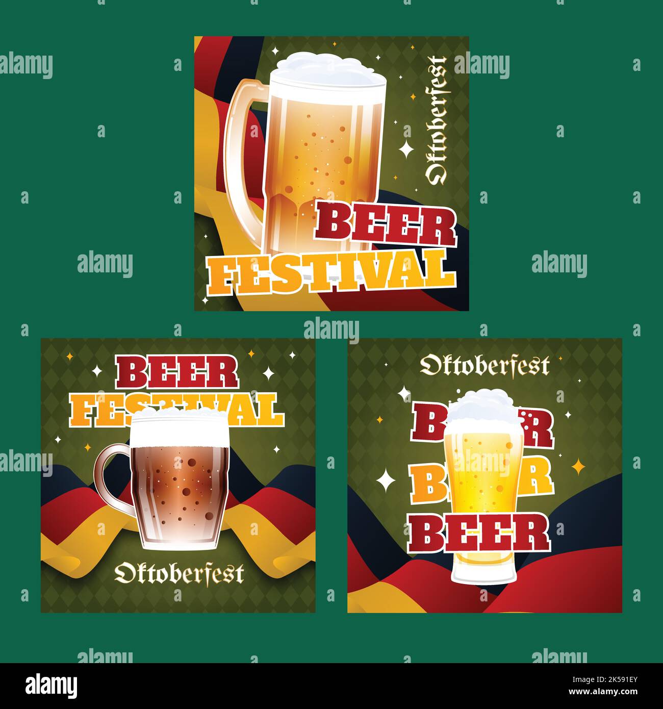 Detailed Oktoberfest Banner Collection Vector Design Illustration Stock