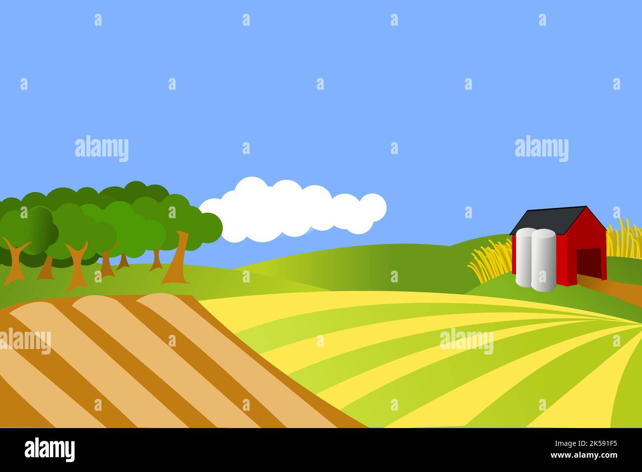 Farm landscape background, environment illustration vector Stock Vector ...