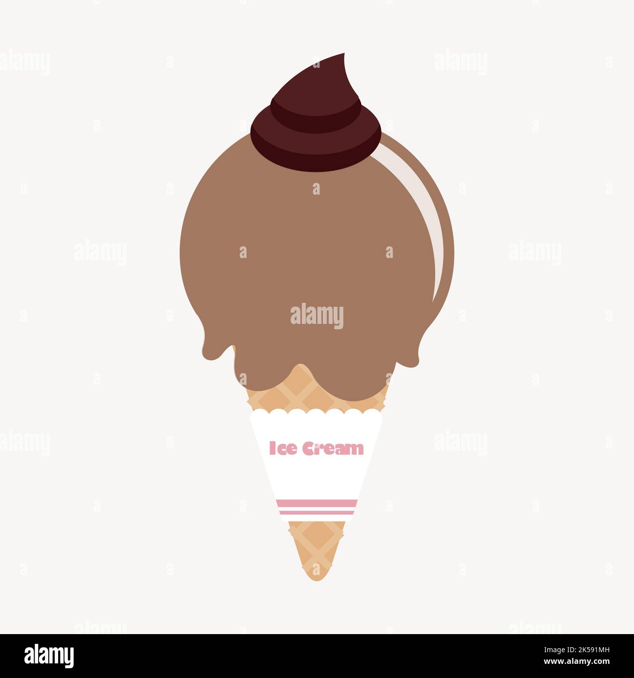 Chocolate Ice Cream Cone Clipart Cute Dessert Illustration Vector