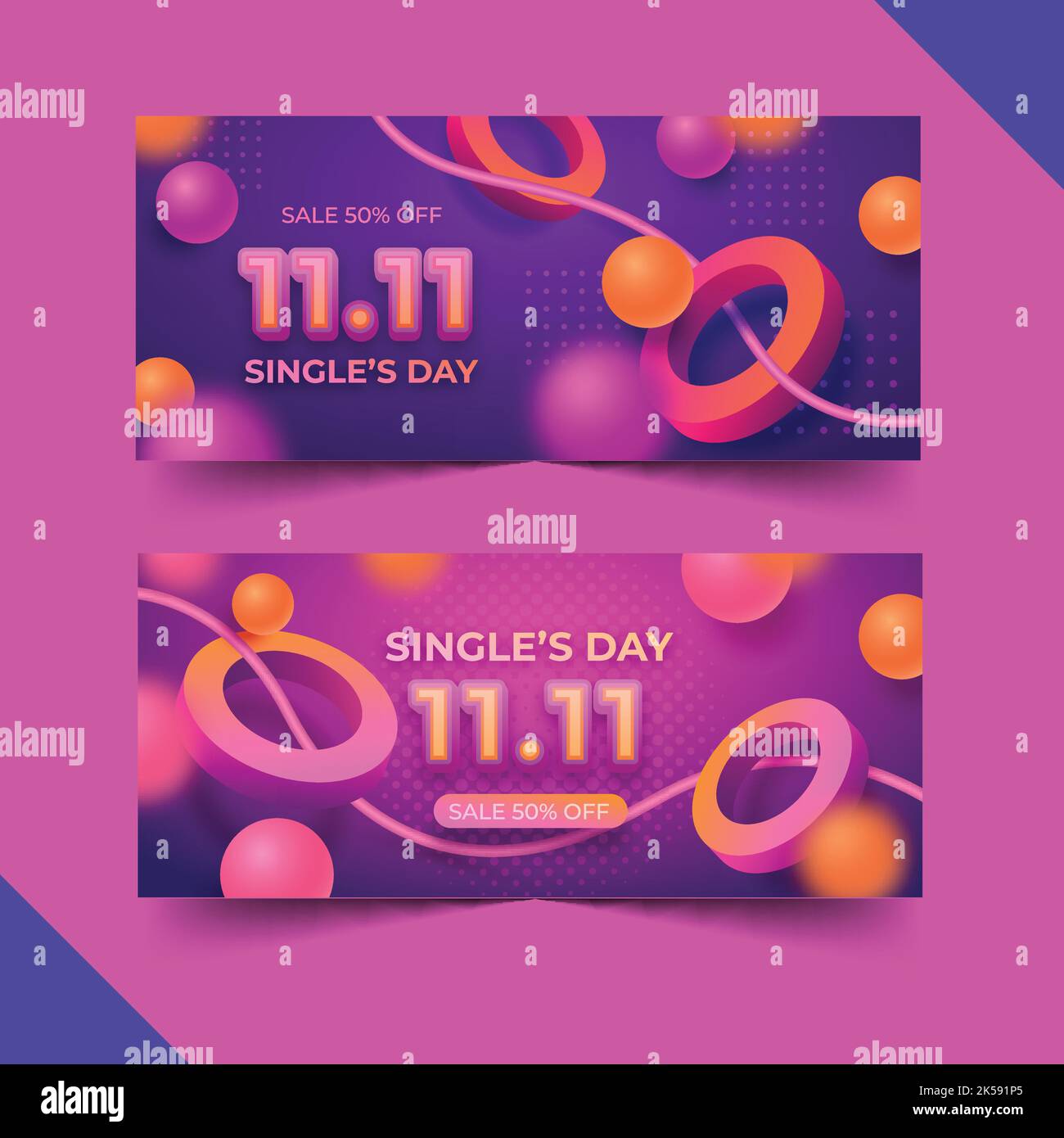 realistic single s day horizontal banners set vector design ...