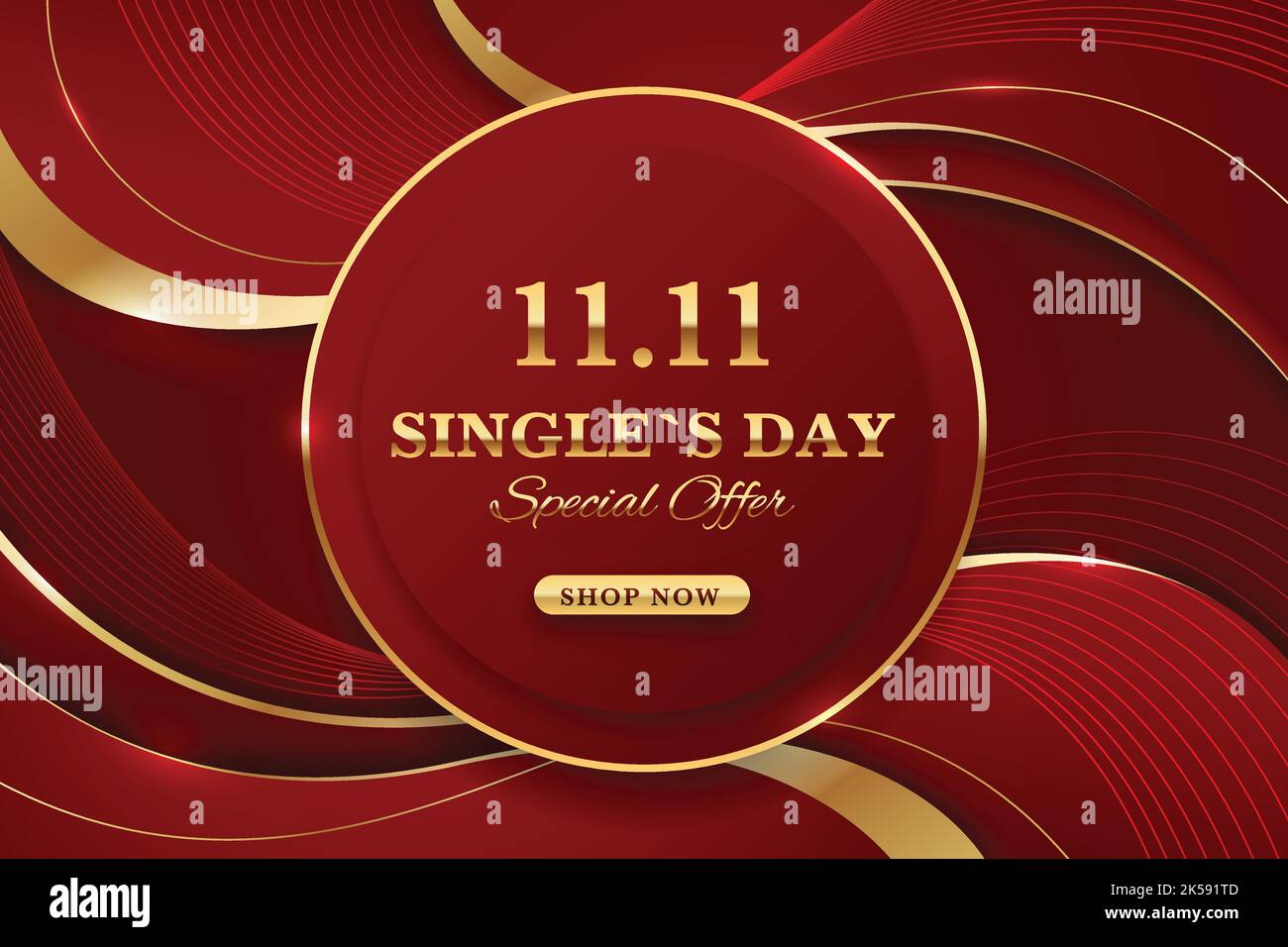 realistic golden red single s day background vector design illustration ...