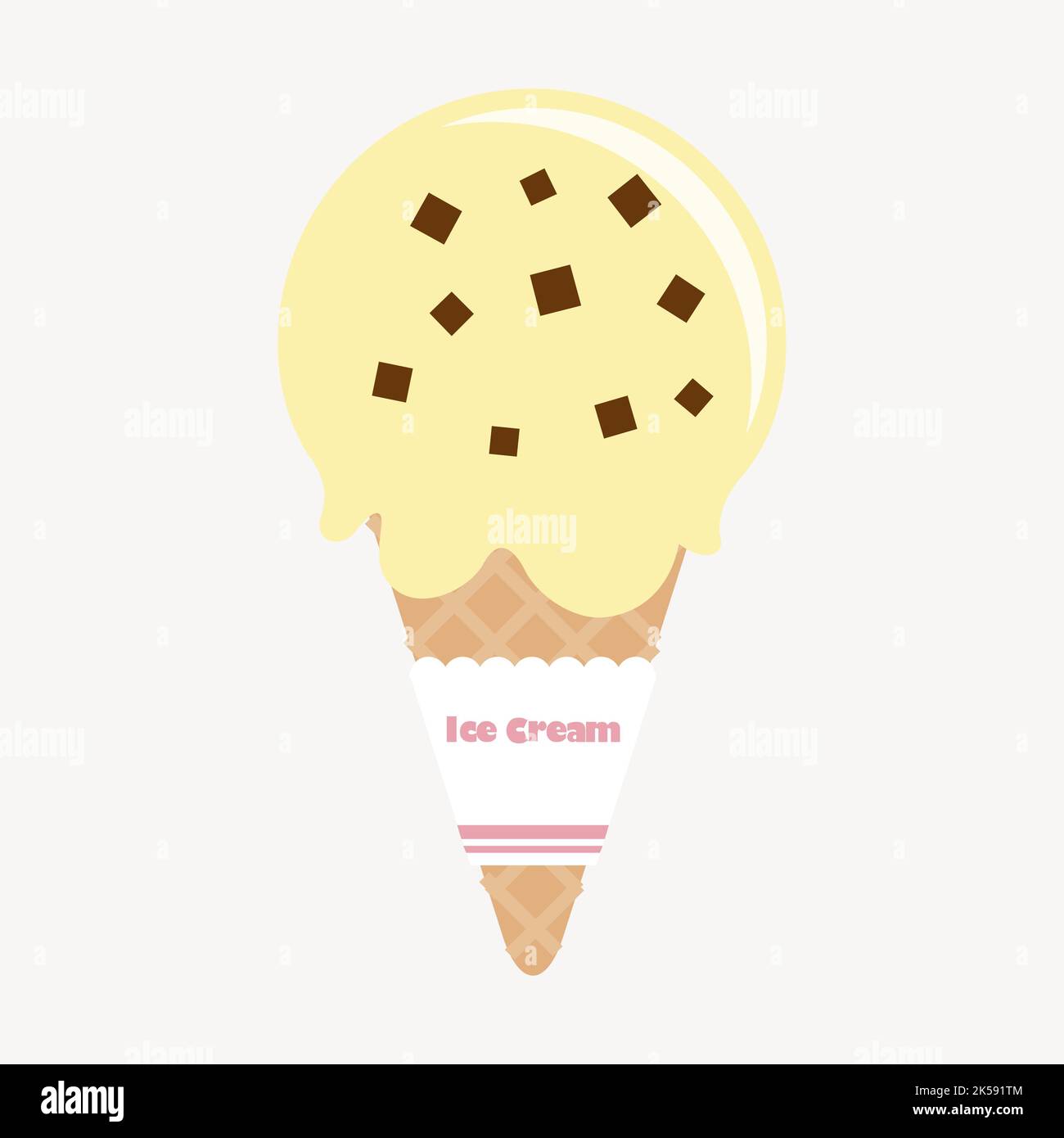 Vanilla ice-cream cone clipart, cute dessert illustration vector Stock Vector Image & Art - Alamy