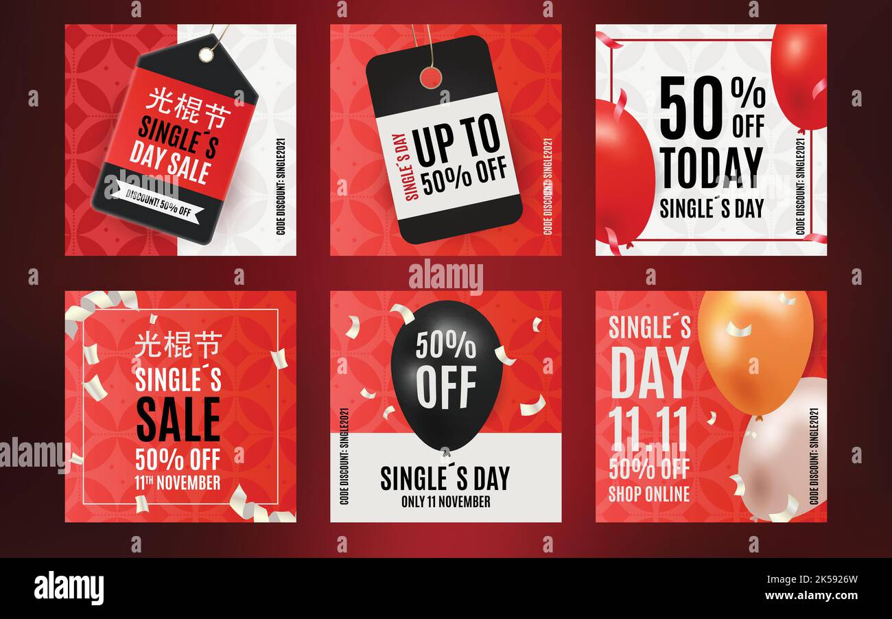 realistic single s day banners collection vector design illustration ...
