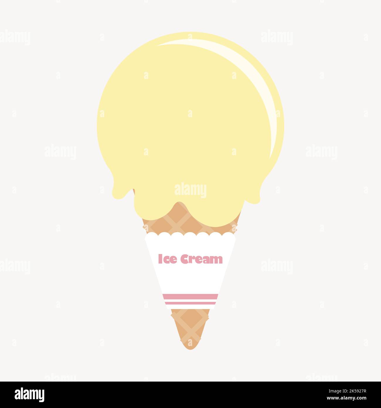 Vanilla ice-cream cone clipart, cute dessert illustration vector Stock ...