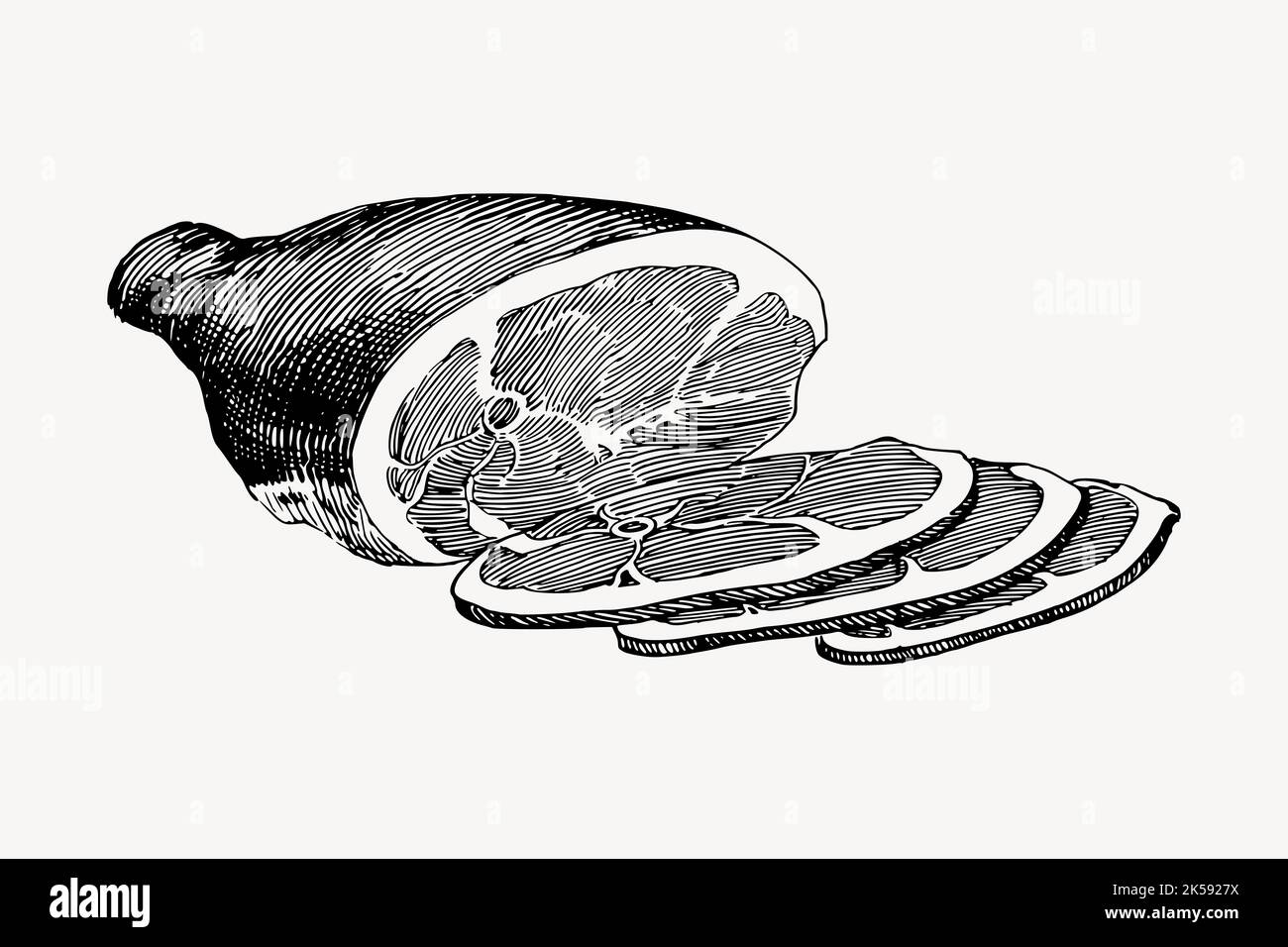 Ham drawing, vintage food illustration vector Stock Vector Image & Art ...