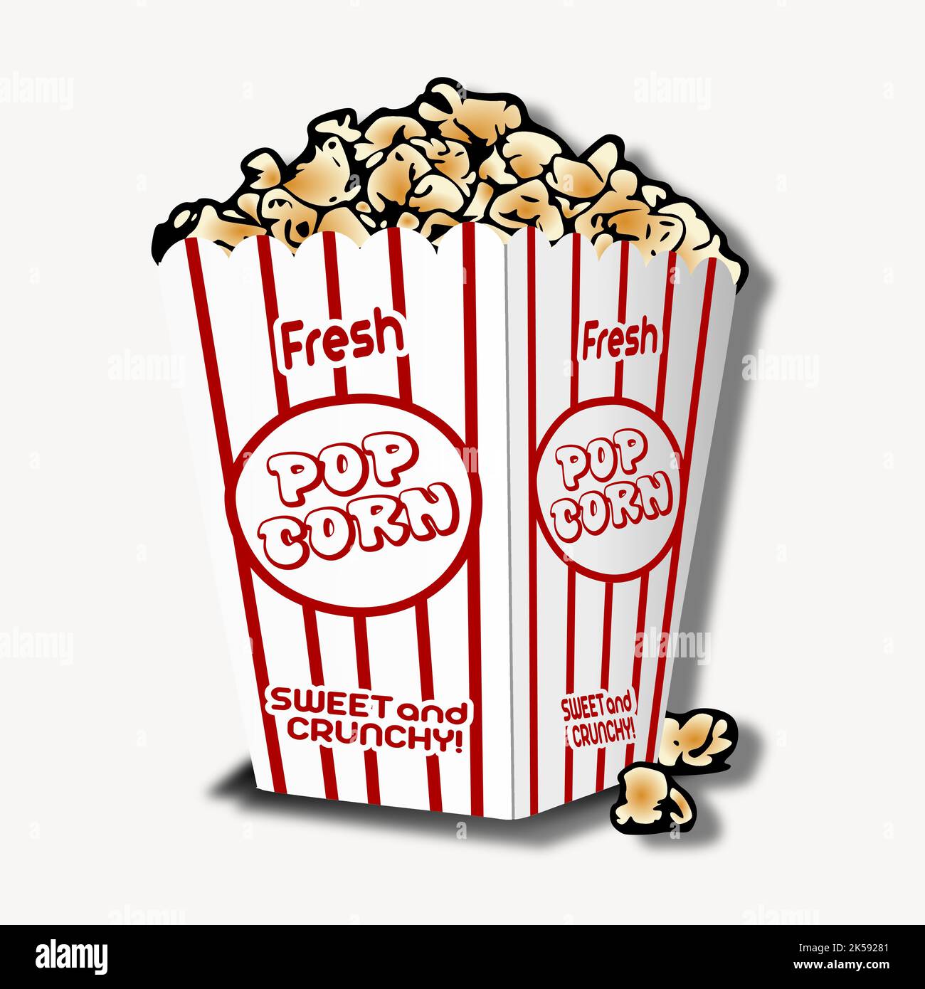 Popcorn sticker, food, snack illustration vector Stock Vector Image ...