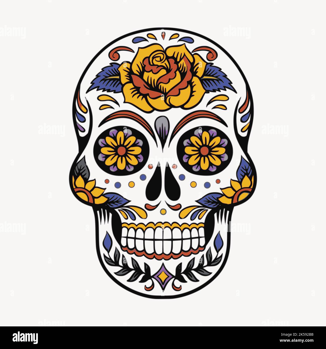 Sugar Skull Clipart Day Of The Dead Traditional Illustration Vector