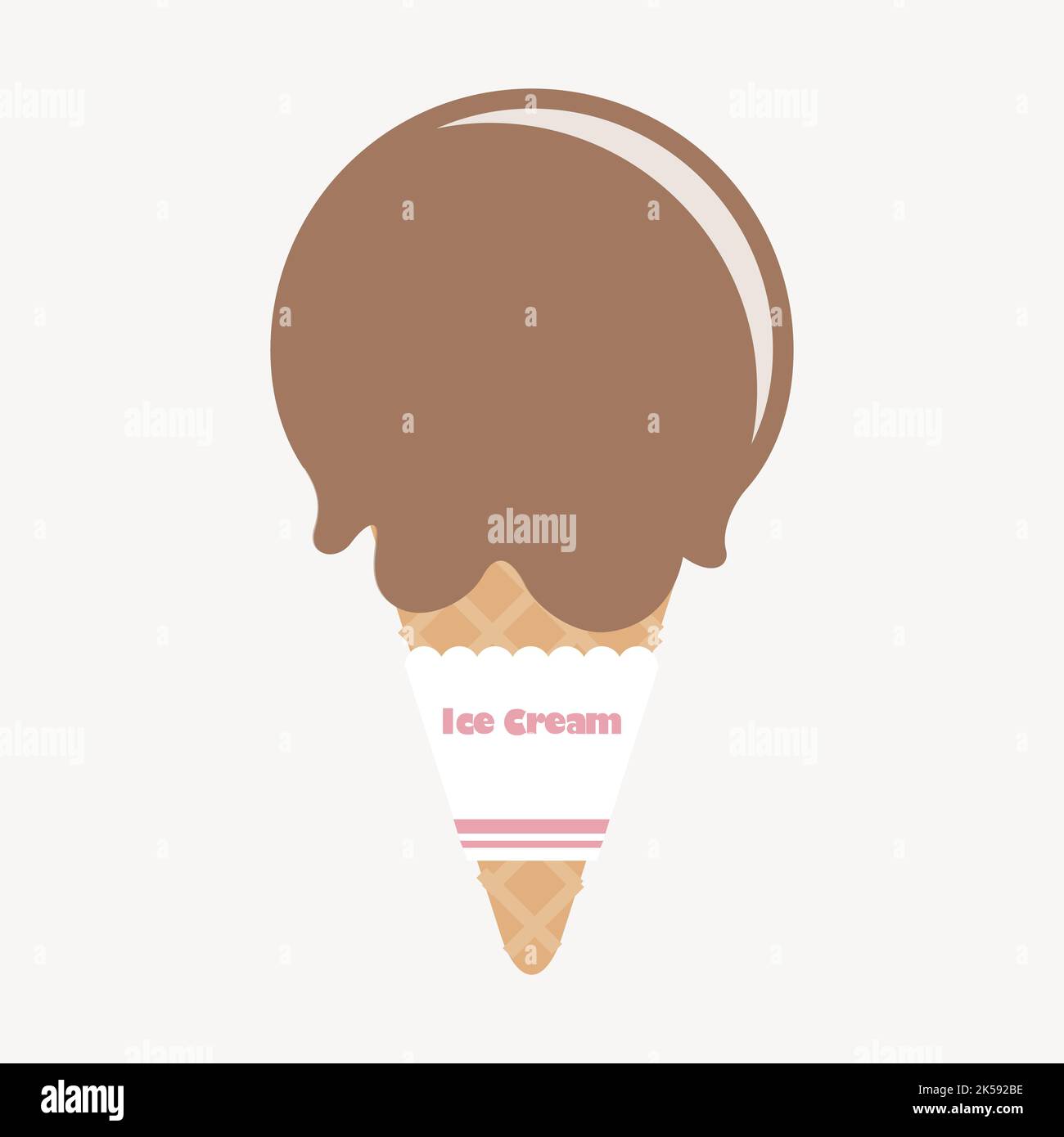 Chocolate ice-cream cone clipart, cute dessert illustration vector ...